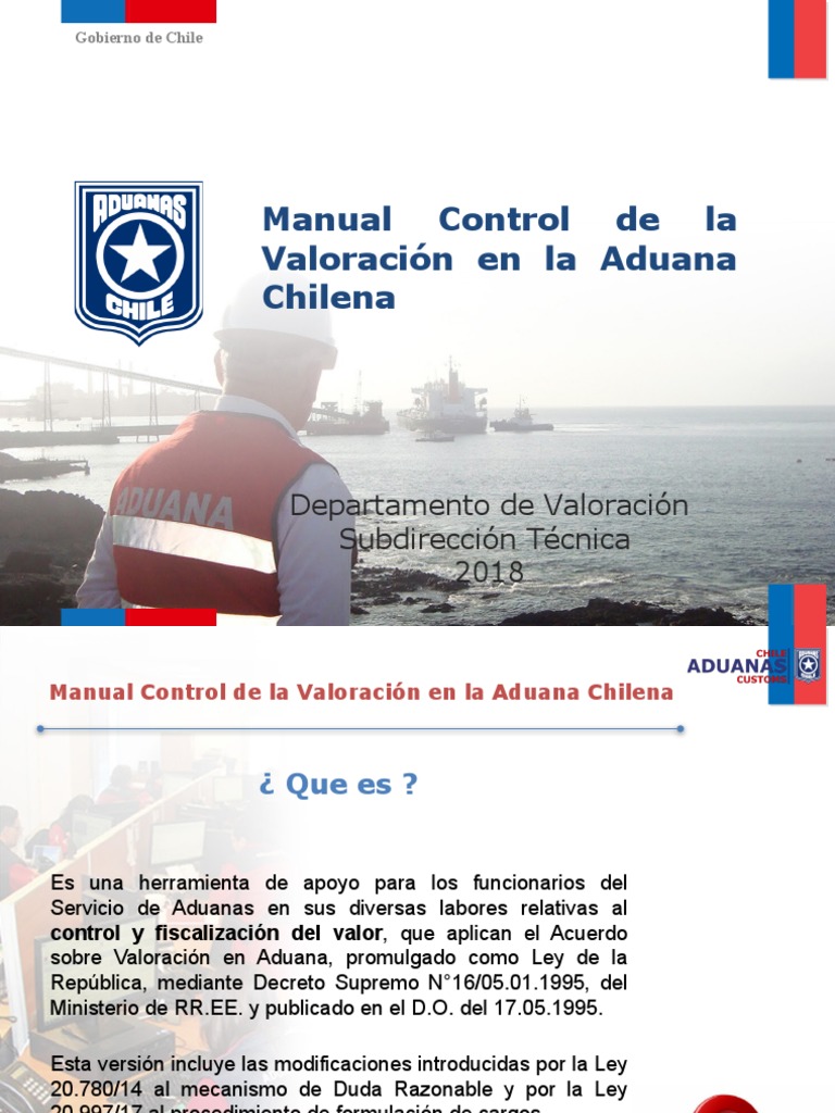 Manual Control de La Valoraci N en Aduana Chilena Departamento de ...