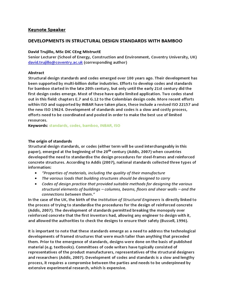 Developments in Structural Design Standards With Bamboo-Trujillo, David ...