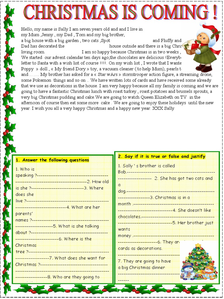 Christmas Is Coming Basic Reading With A Poem On T Reading ...