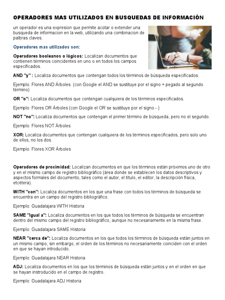 Operadores Clave para Búsquedas Efectivas | PDF | Puerta lógica ...