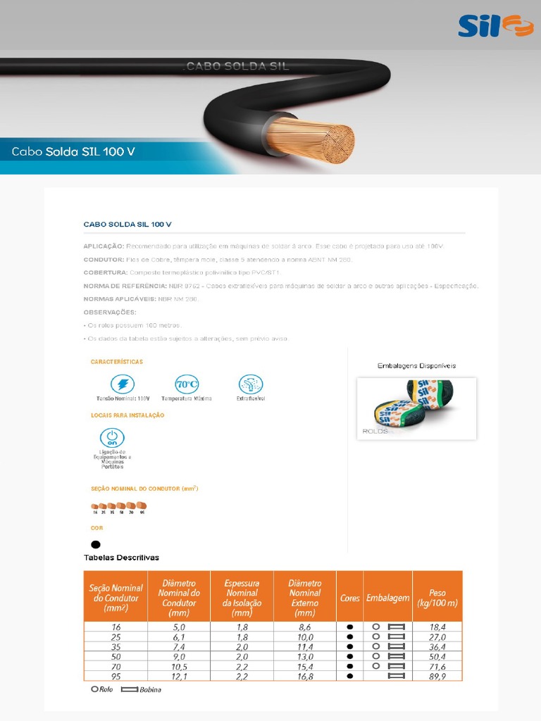 Cabo Solda SIL 100 V | PDF