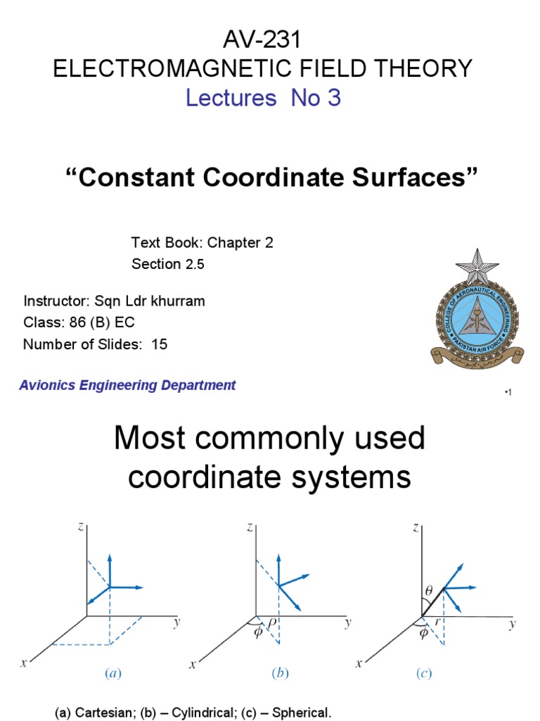 Lecture - 3-AV-231 - Constant Coordinate Surfaces | PDF