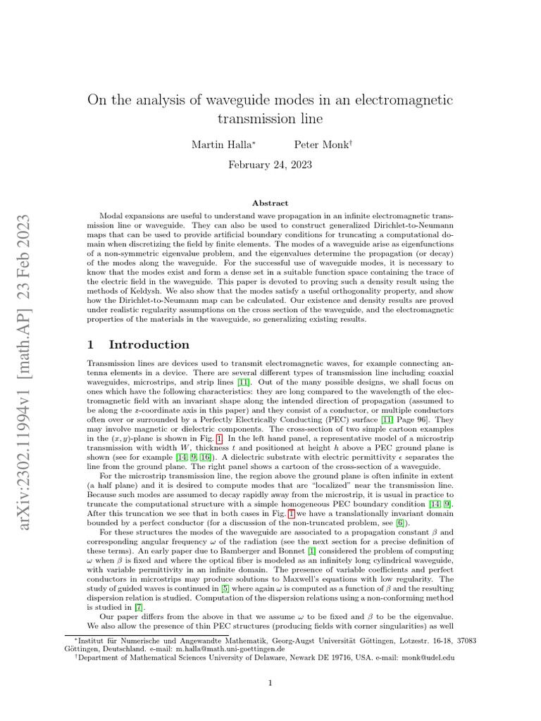 Waveguide Modes in Electromagnetic Lines | PDF | Waveguide | Transmission Line