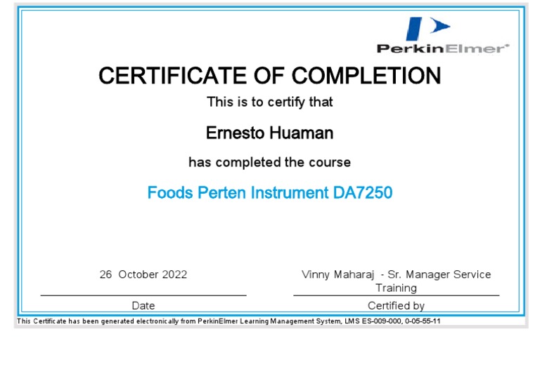 DA7250 Course Completion Certificate | PDF
