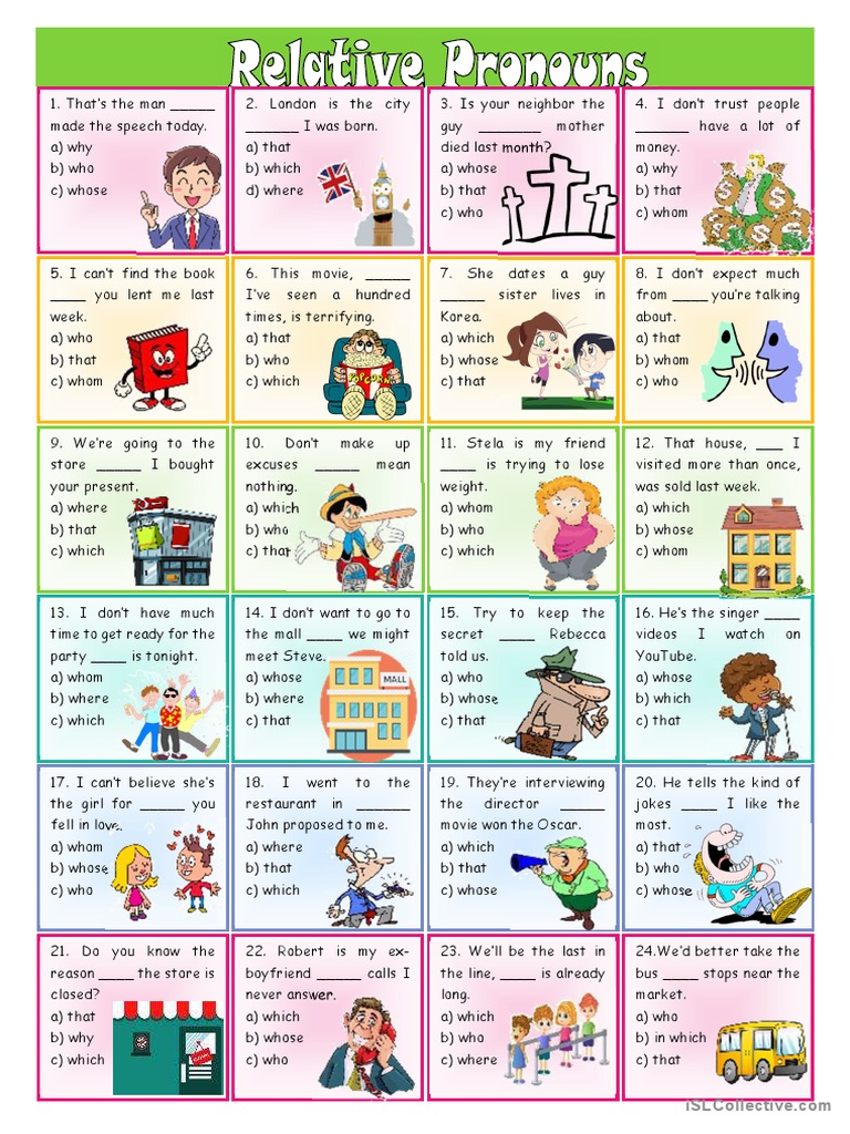 Relative Pronouns (Multiple Choice and Gap-Filling) | PDF
