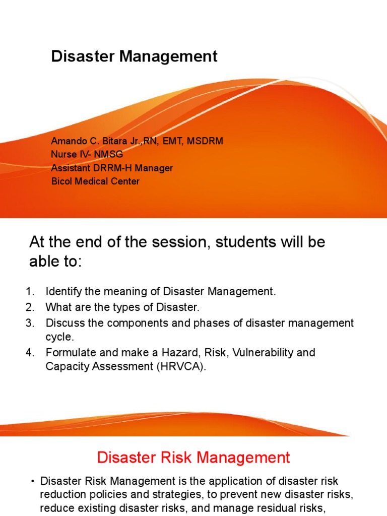 BSN 4 Disaster Management Lectures | PDF | Hazards | Natural Disasters