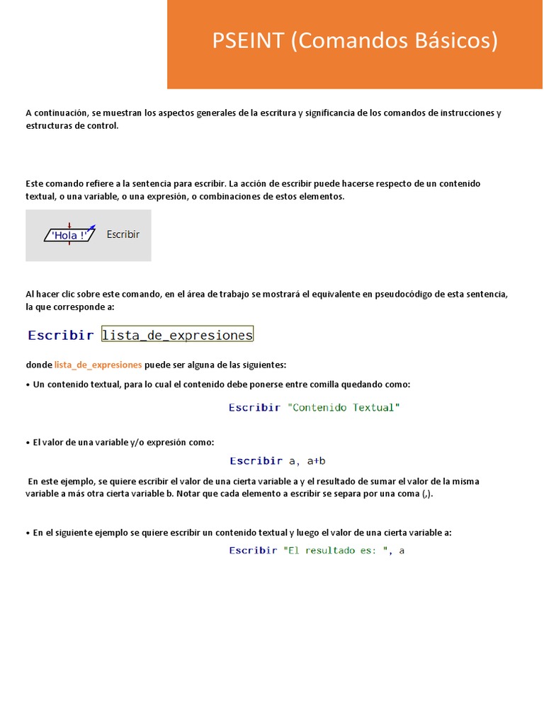 5_Pseint_ComandosBasicos | PDF | Algoritmos | Lógica