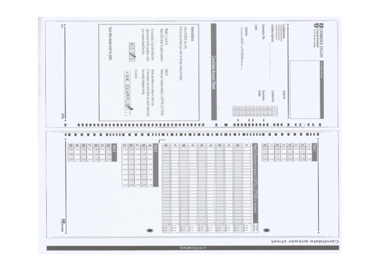 FCE Listening Answer Sheet | PDF