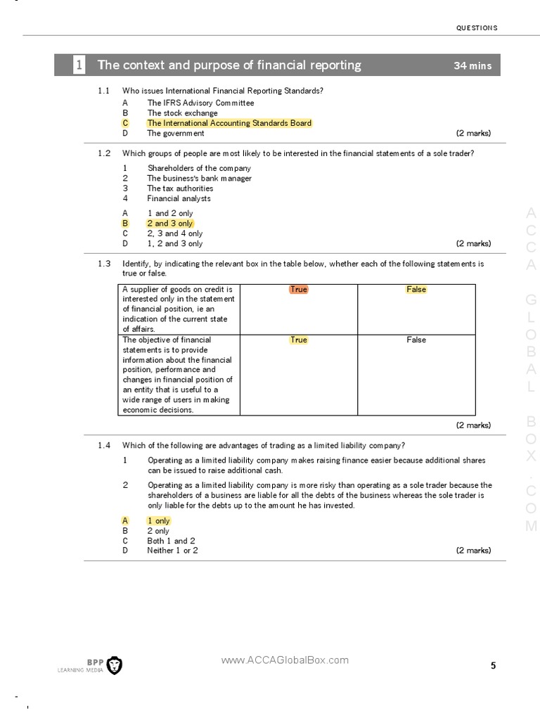 BPP F3 Kit | PDF | International Financial Reporting Standards | Financial Statement