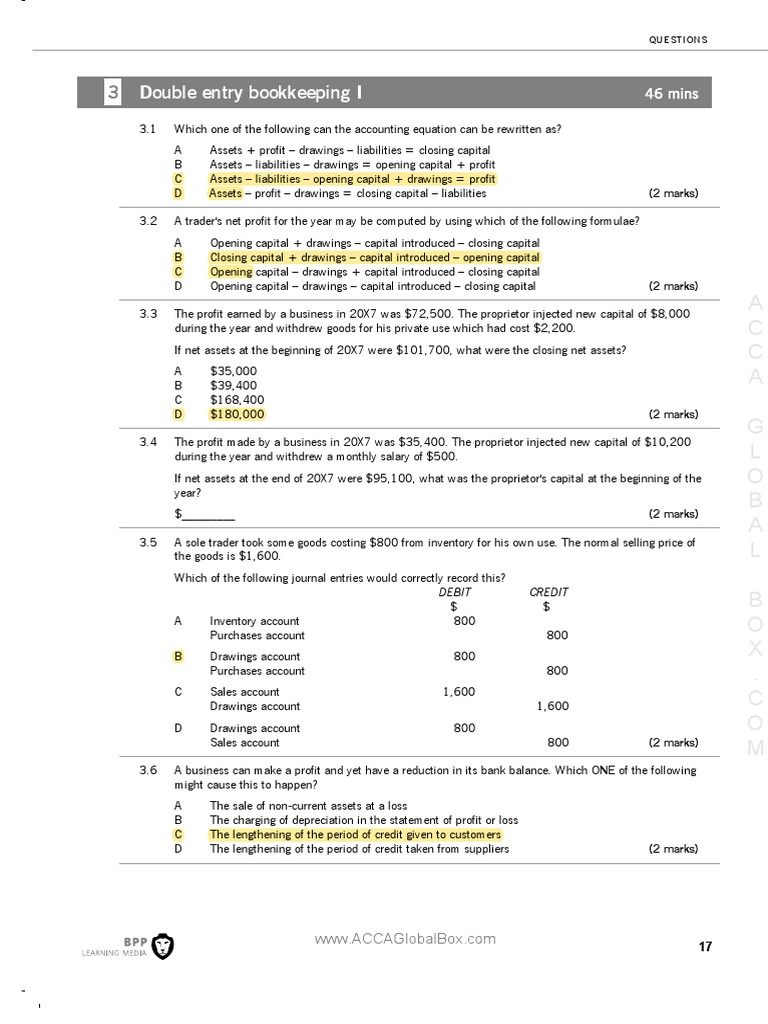 Bpp F3 Kit Pdf Debits And Credits Bookkeeping