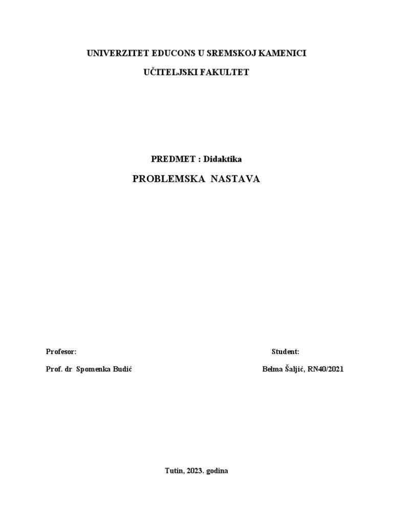 Problemska Nastava | PDF