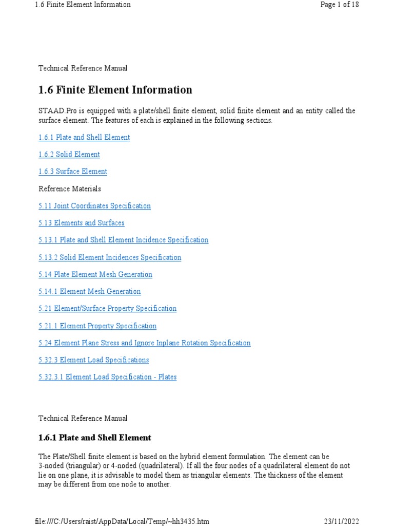 Placas Staad | PDF | Stress (Mechanics) | Finite Element Method