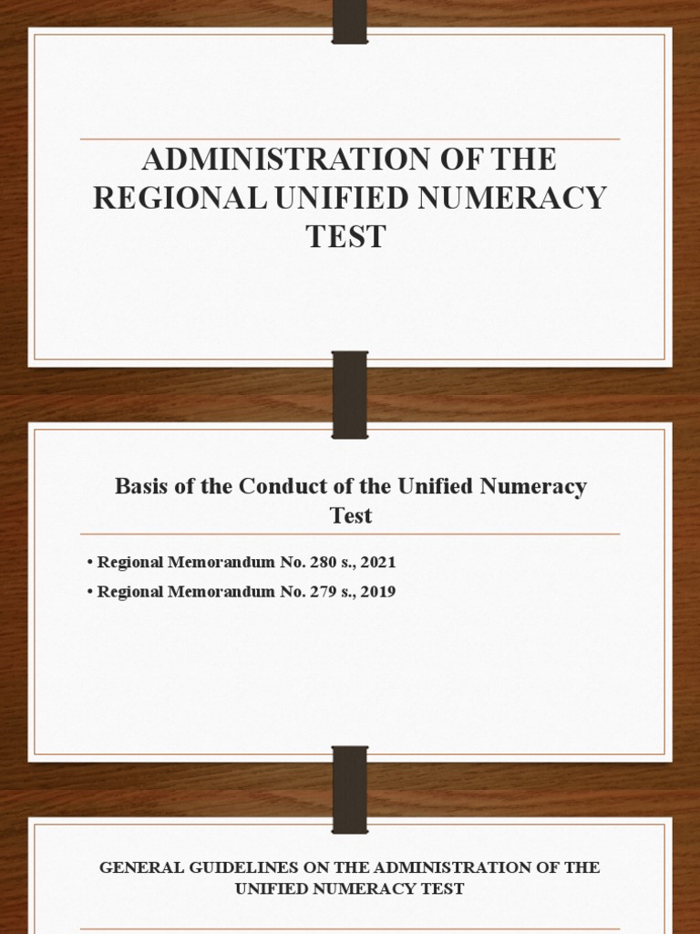 Guidelines for Administering the Regional Unified Numeracy Test ...
