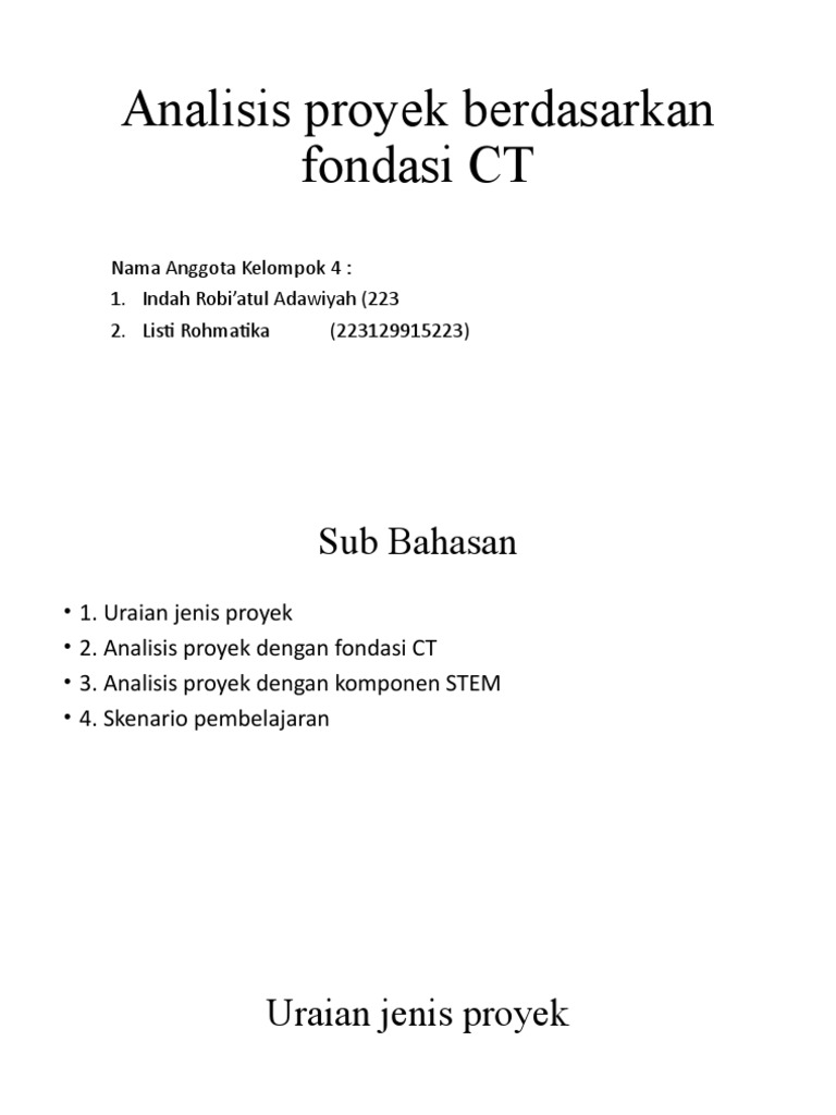 Penyusunan Pembelajaran Proyek Berdasarkan Fondasi CT | PDF