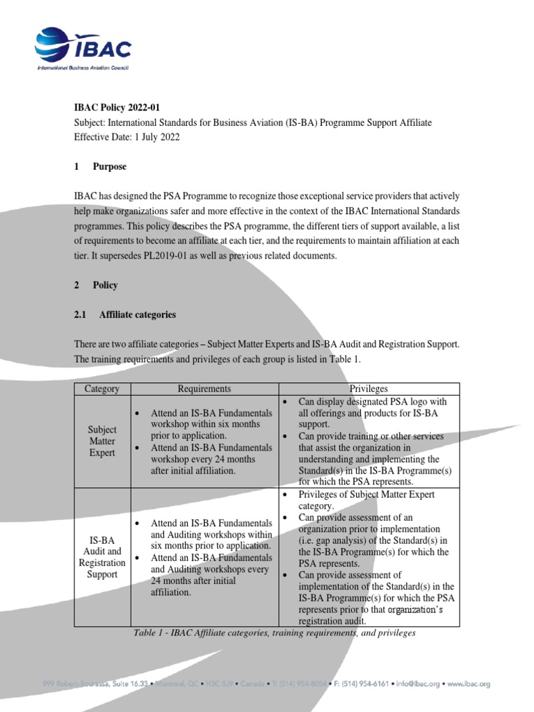 IBAC Policy 2022-01 - Programme Support Affiliates | PDF | Conflict Of ...