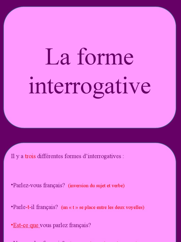La Forme Interrogative Exercice Grammatical Fiche Pedagogique - 95180 | PDF