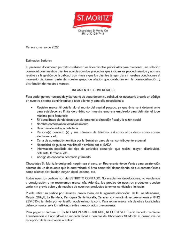 Condiciones Comerciales de Clientes y Codigo de Conducta Marzo 2022 | PDF