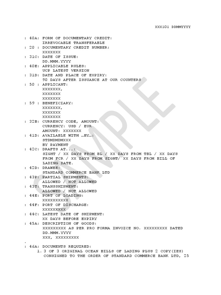 LC Draft - (Client) - SCB | PDF | Letter Of Credit | Money