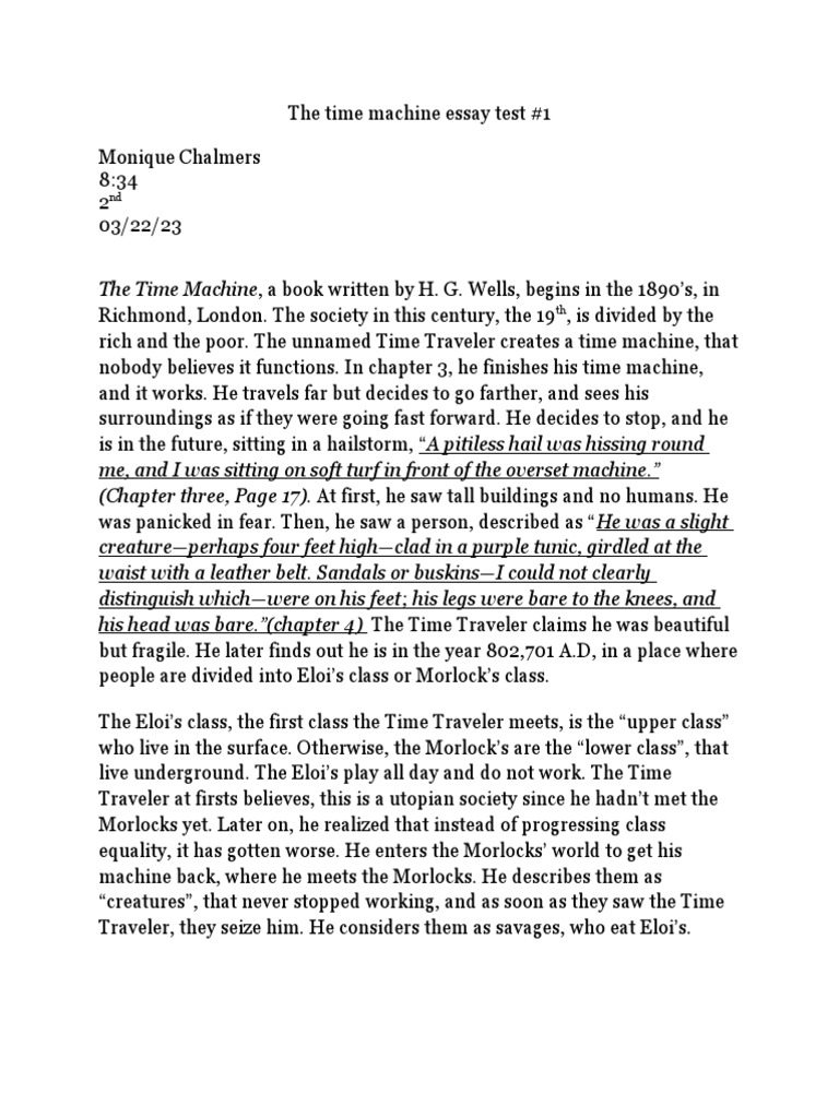 Analysis of H.G. Wells' Time Machine | PDF | The Time Machine