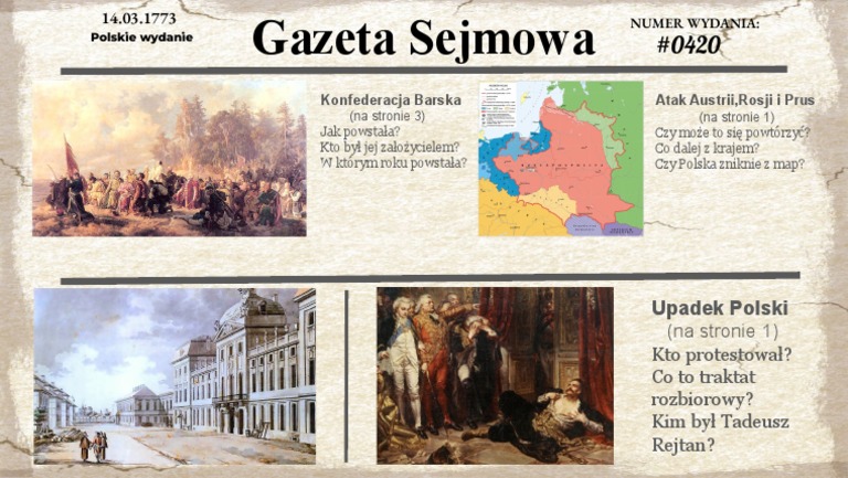 Gazeta Sejmowa: Konfederacja Barska Atak Austrii, Rosji I Prus | PDF