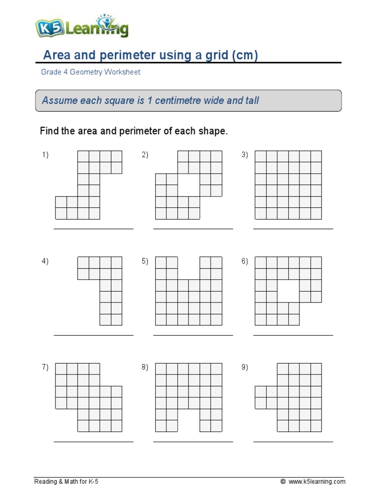 Grade 4 Geometry Area Perimeter Grid e | PDF | Art