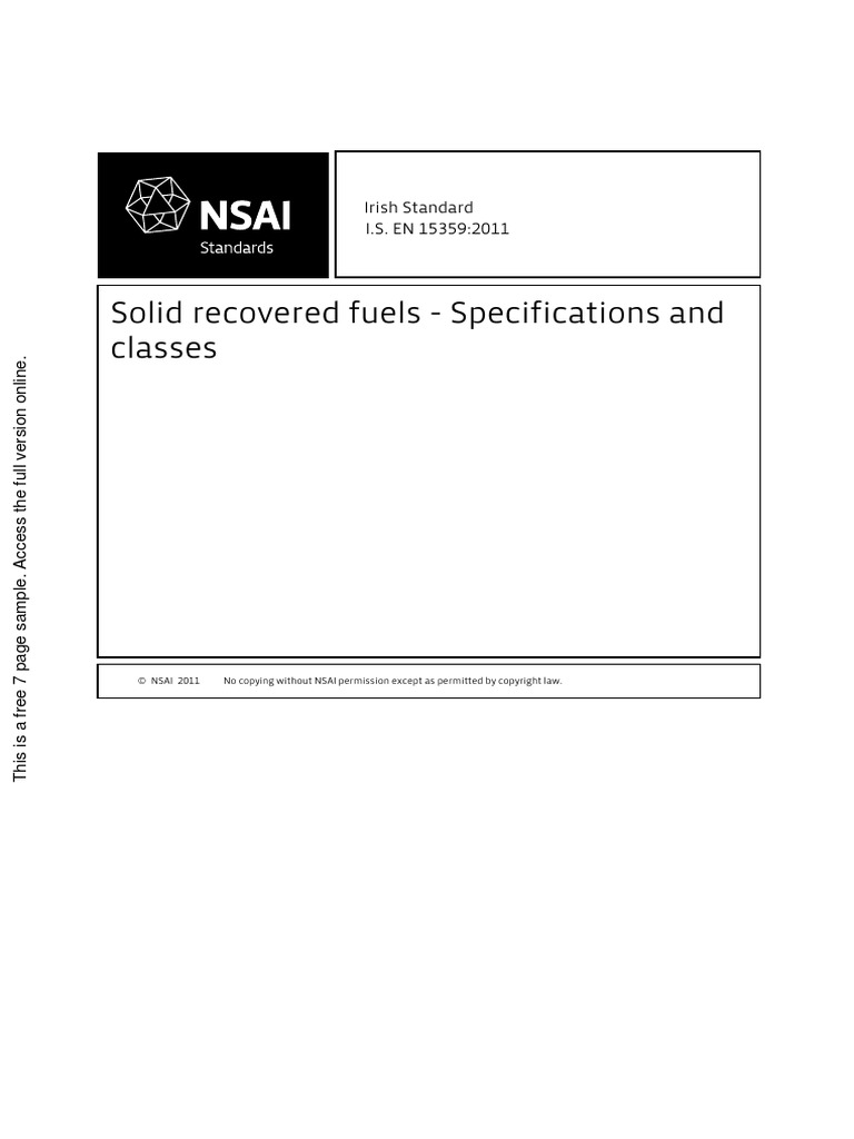 Solid Recovered Fuels - Specifications and | PDF | Specification ...
