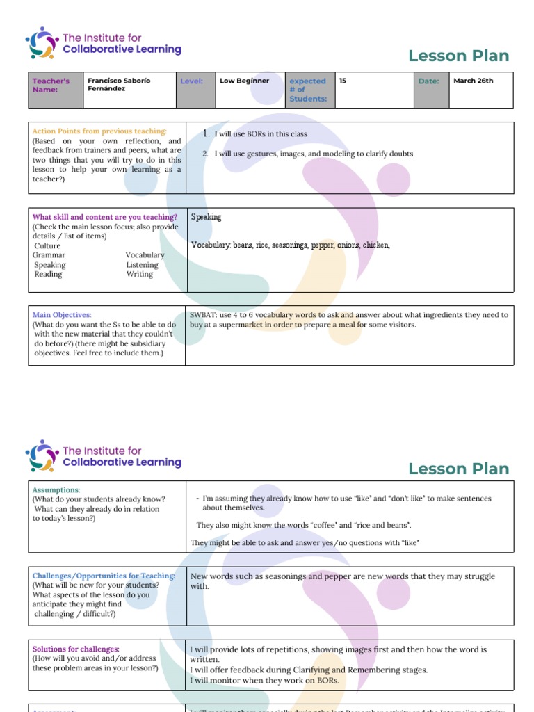 Franciscos Ecrif 2 Lesson Plan I4cl Febmay23 1 | PDF | Lesson Plan ...