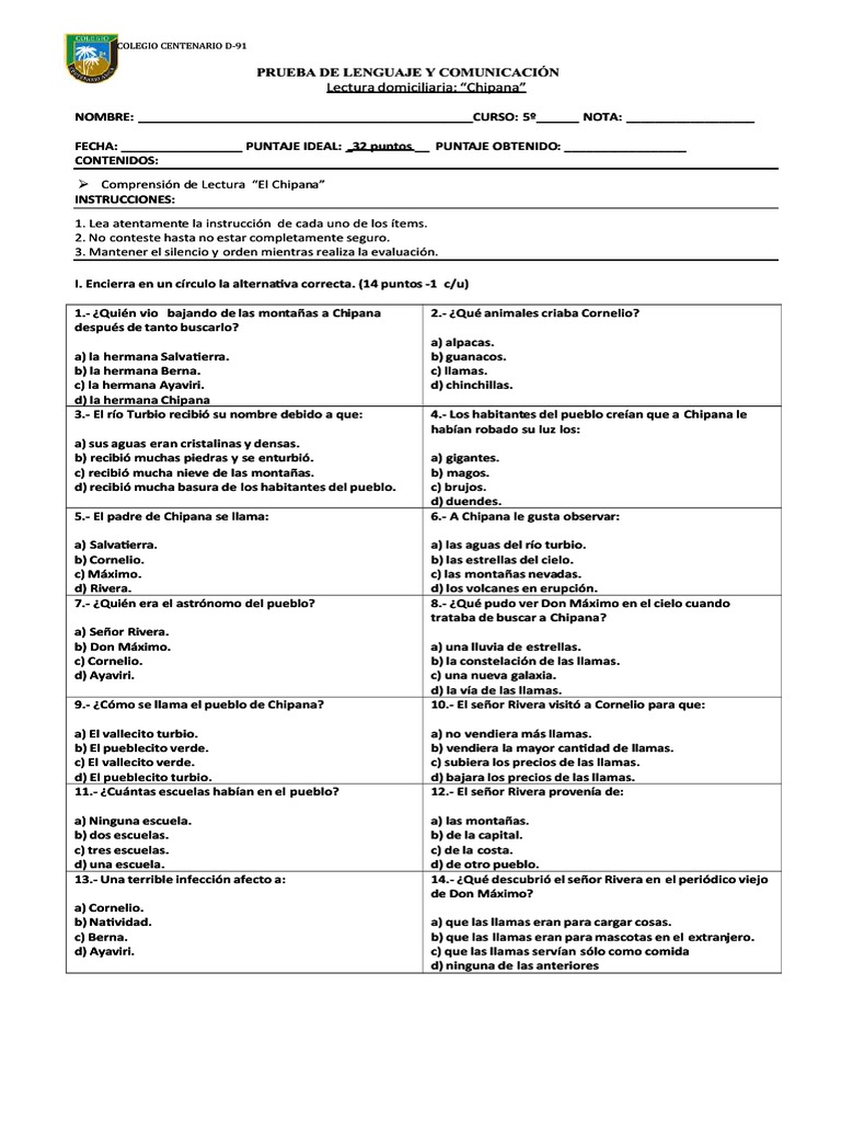 Prueba LIBRO CHIPANA | PDF