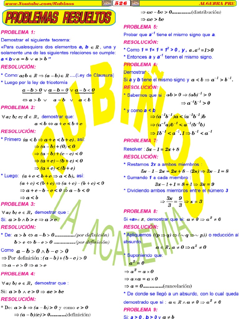Desigualdades-Intervalos Numéricos Ejercicios Resueltos - Álgebra ...