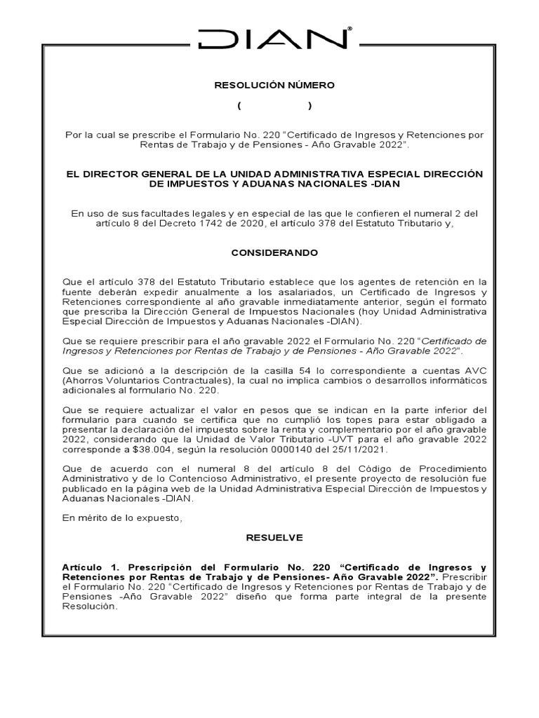 Proyecto Resolución 000000 de 06-03-2023 | PDF | Salario | Pensión Proyecto Resolución 000000 de 06-03-2023 | PDF | Salario | Pensión