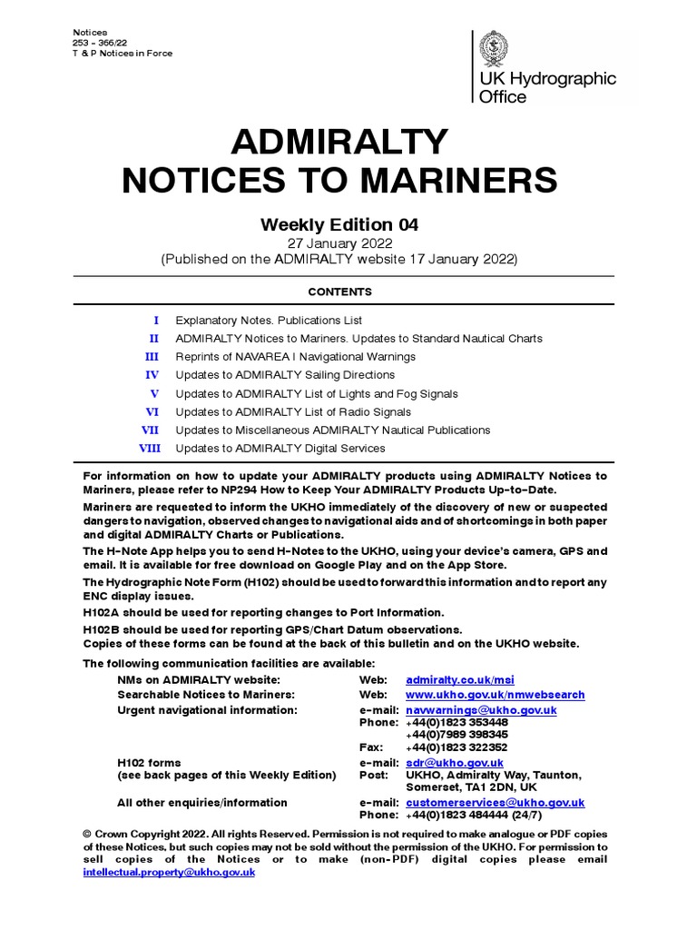 Admiralty Notices To Mariners: Weekly Edition 04 | PDF | Earth Sciences ...
