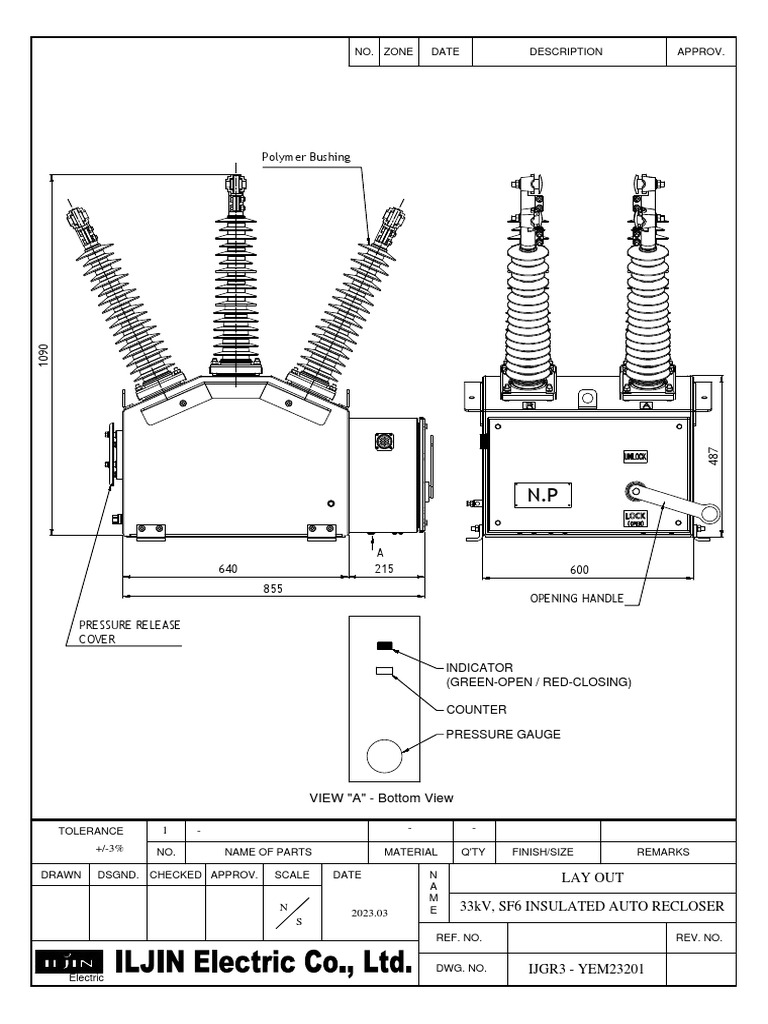 33kV 630A Gas Recloser Layout | PDF | Equipment | Power Engineering