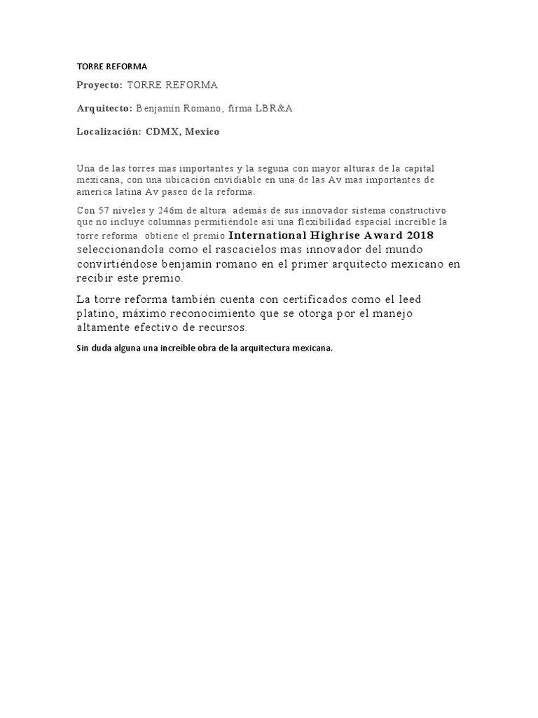 Torre Reforma | PDF