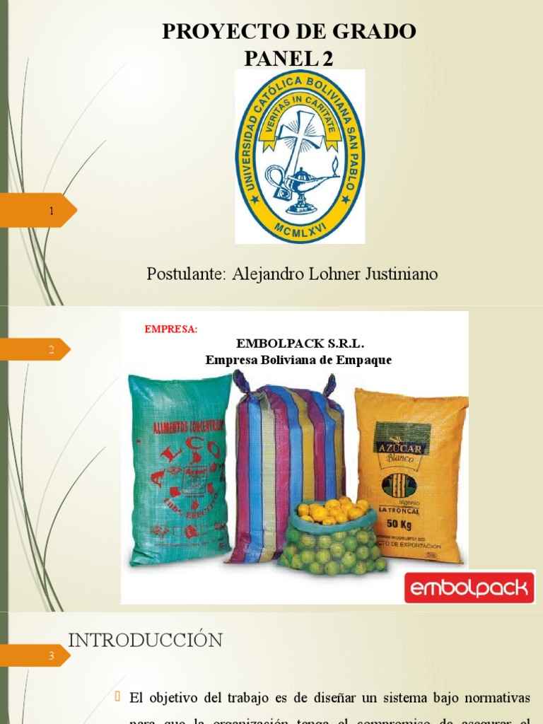 Proyecto de Grado Panel 2: Postulante: Alejandro Lohner Justiniano ...