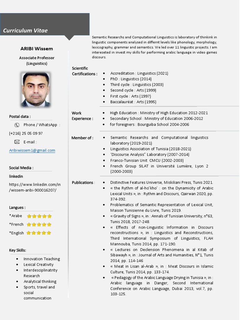 English CV Aribi Wissem | PDF | Linguistics | Tunisia
