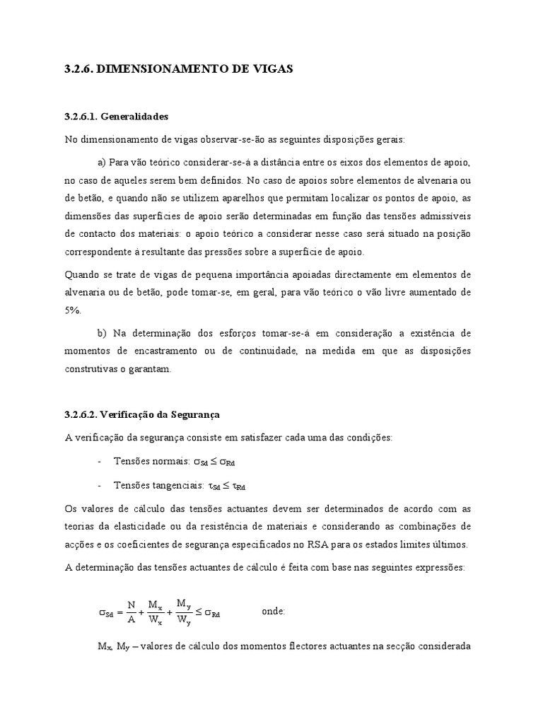 CapÍtulo 3 2 6 Dimensionamento De Vigas Pdf Estresse Mecânica