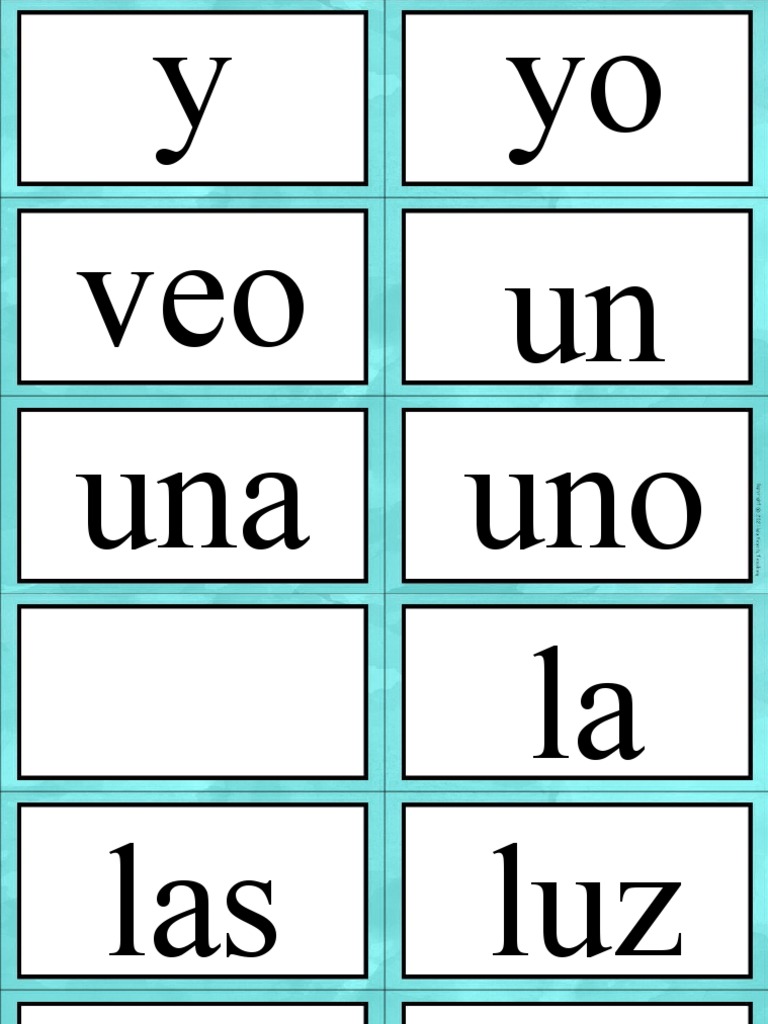 PALABRAS DE USO FRECUENTE TARJETAS (Autoguardado) | PDF