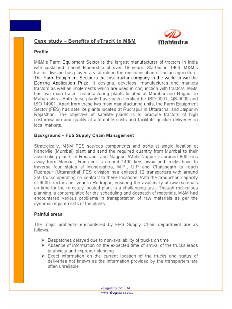 M&M - A Case Study | PDF | Logistics | Supply Chain Management