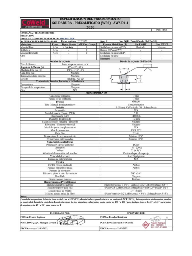 WPS Gmaw 001 | PDF | Soldadura | Construcción