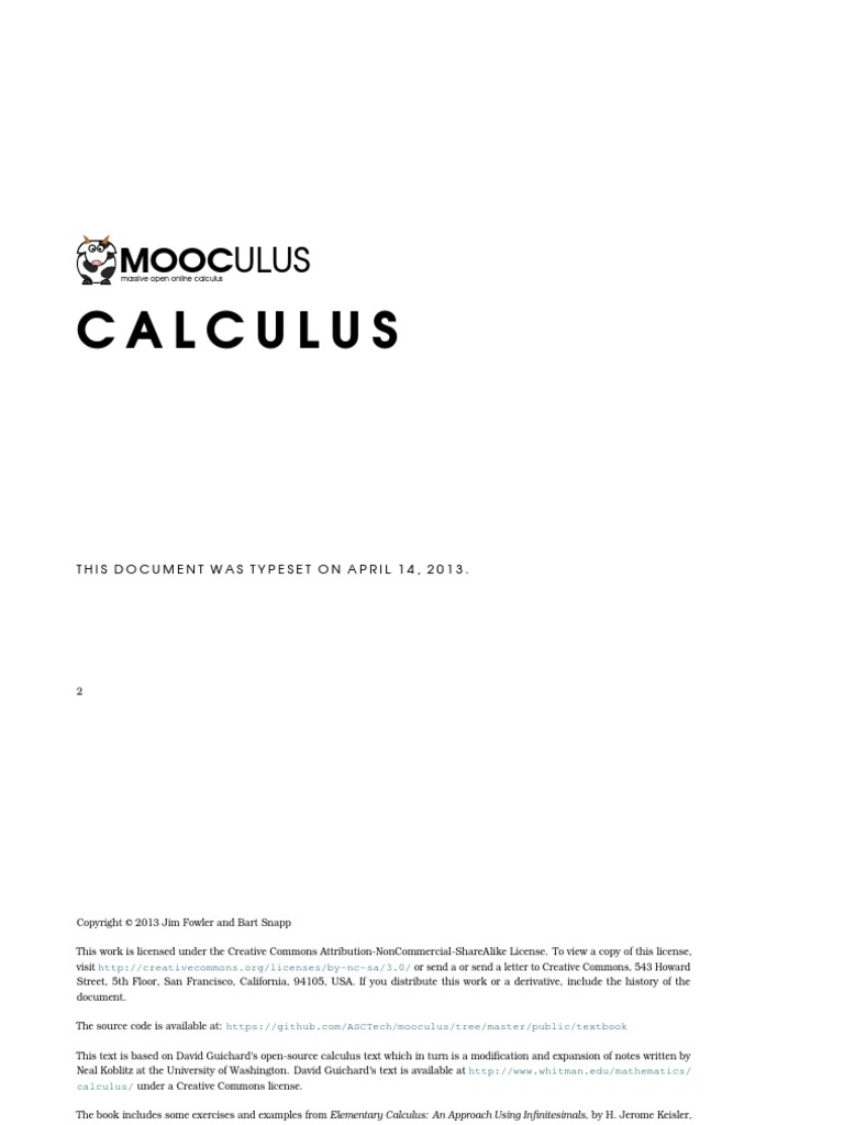 Mooculus - Calculus (Printable) | PDF | Calculus | Integral