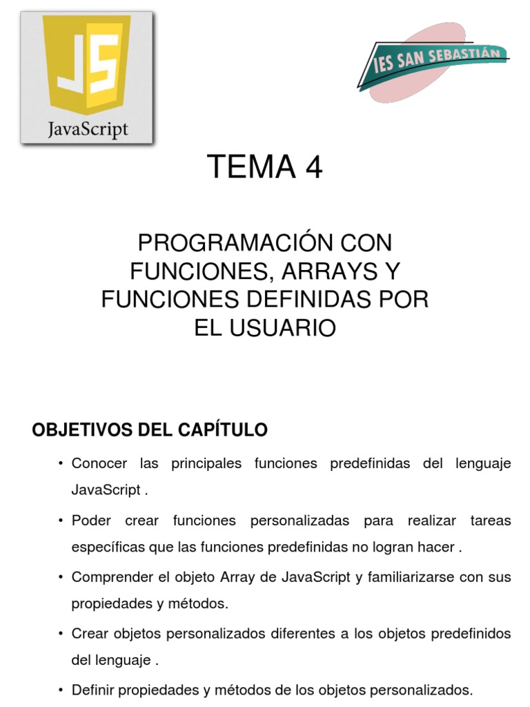 Tema 4: Programación Con Funciones, Arrays Y Funciones Definidas Por El Usuario | PDF | Script ...