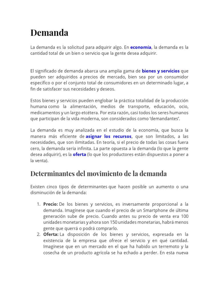 Demanda: Determinantes Del Movimiento de La Demanda | PDF | Oferta y ...