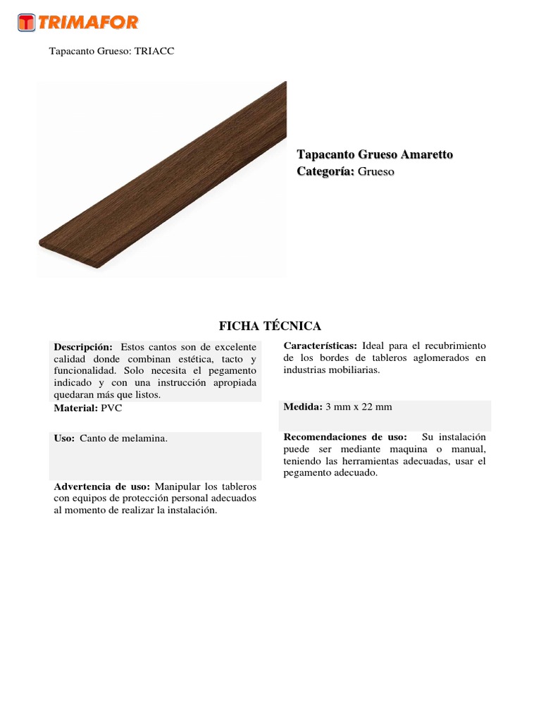 Tapacanto Grueso Amaretto | PDF