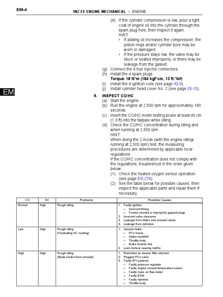 1Nz-Fe Engine Mechanical - Engine: IG-9 IG-10 | PDF | Belt (Mechanical ...