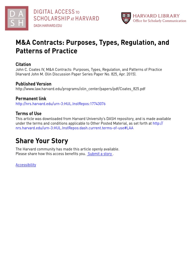 M&A Contracts - Coates | PDF