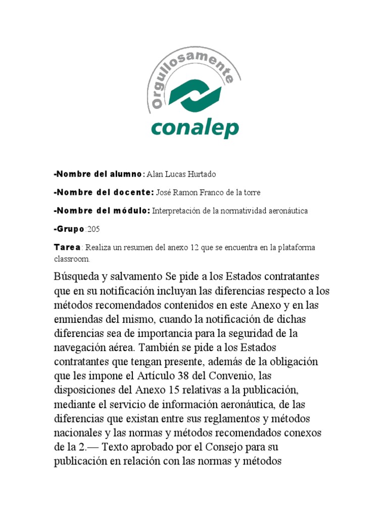 Resumen Del Anexo 12 | PDF