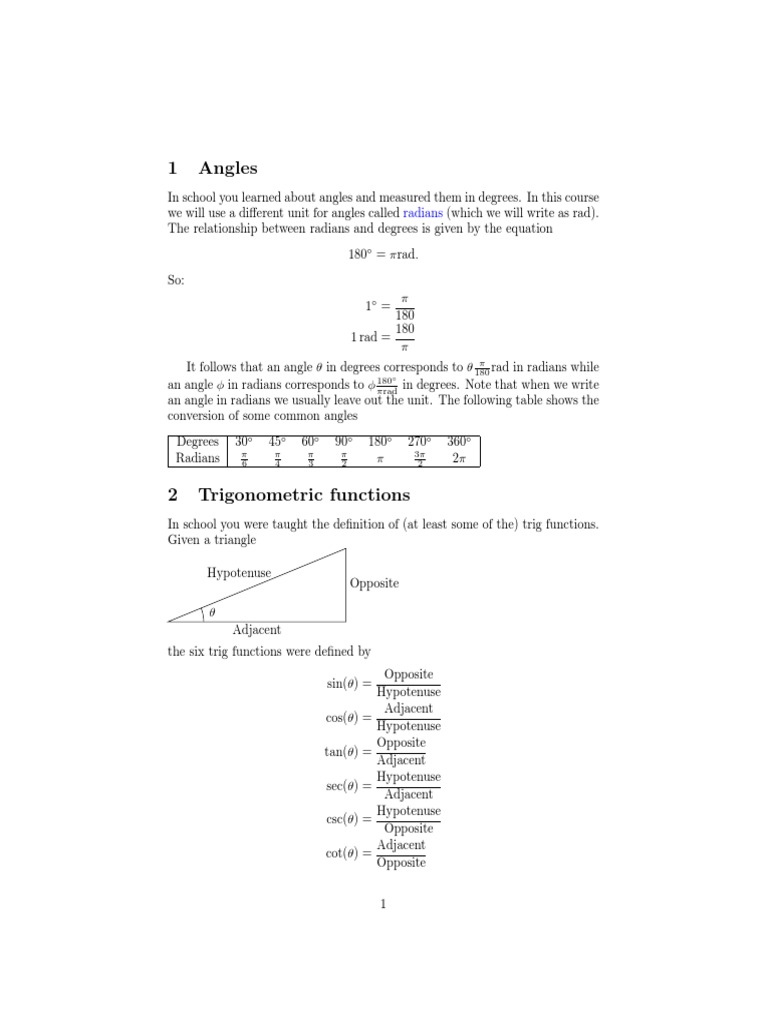 Trigonometric Functions 2019 Pdf Trigonometric Functions Angle