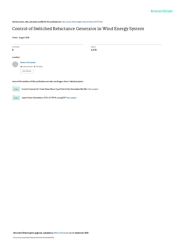 Control of Switched Reluctance Generator in Wind Energy System ...