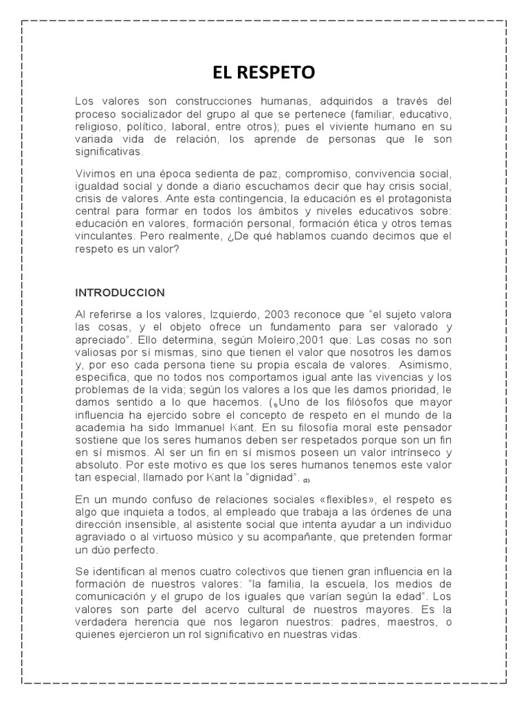 El Valor del Respeto en la Sociedad | PDF | Moralidad | Immanuel Kant