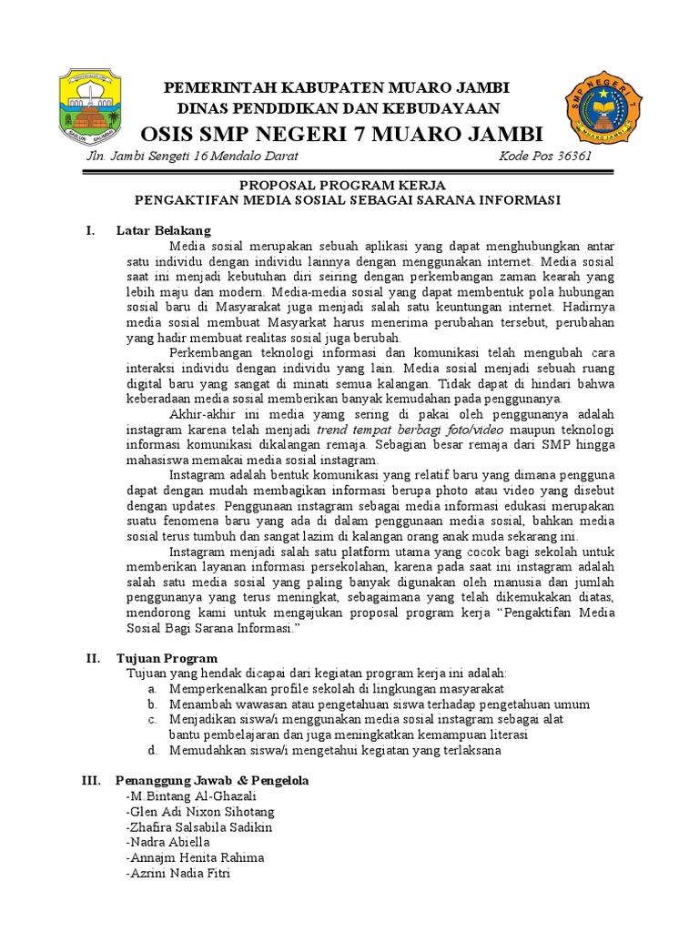 Proposal Proker Pengaktifan Medsos | PDF